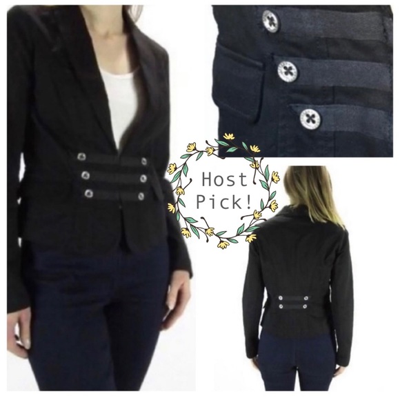 CAbi | Jackets & Coats | Hp Cabi Denim Militarystyle Jacket Black ...